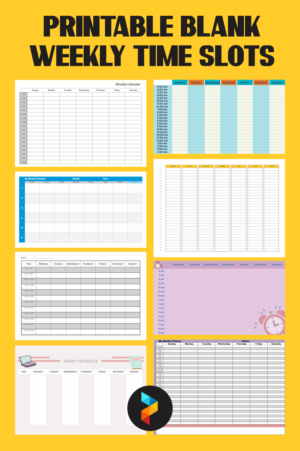 10 Best Printable Blank Weekly Time Slots PDF For Free At Printablee