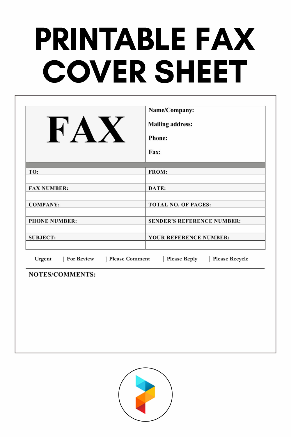 Fax Cover Sheet Template Confidentiality Notice Printable Form 
