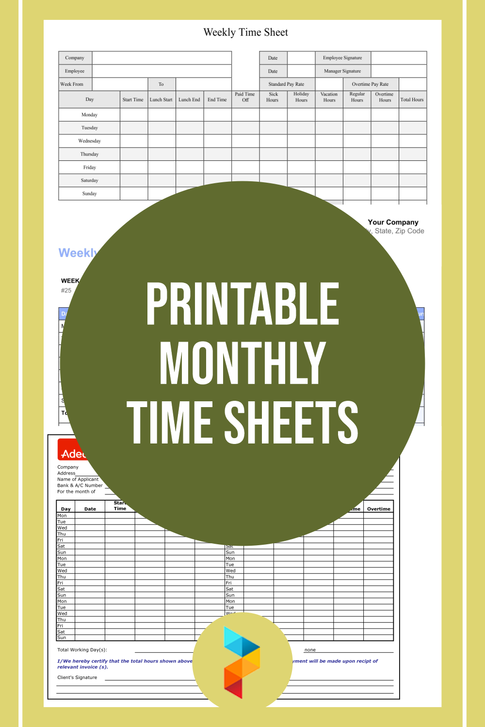 10 Best Printable Monthly Time Sheets PDF For Free At Printablee