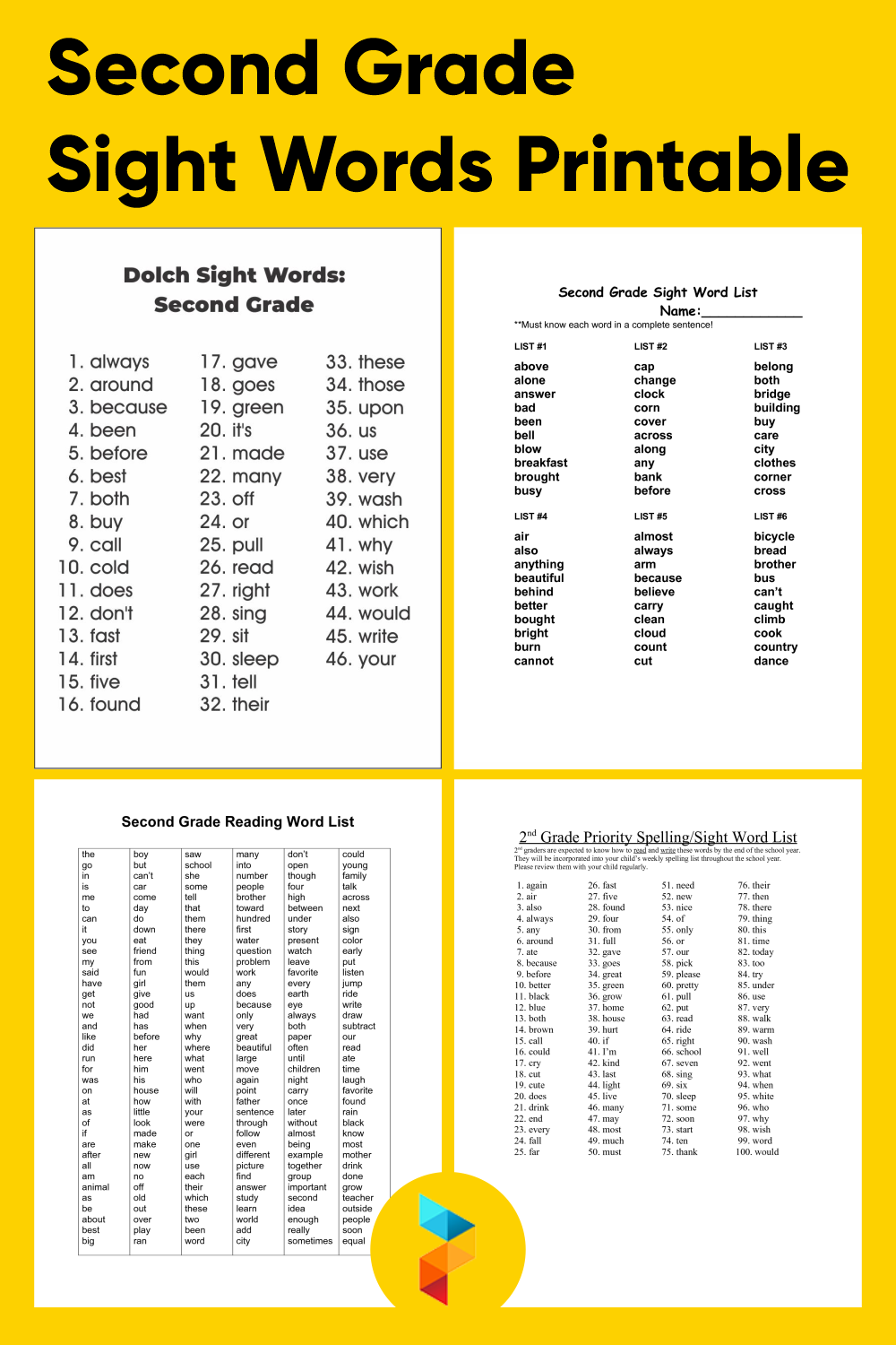 10 Best Second Grade Sight Words Printable Printablee
