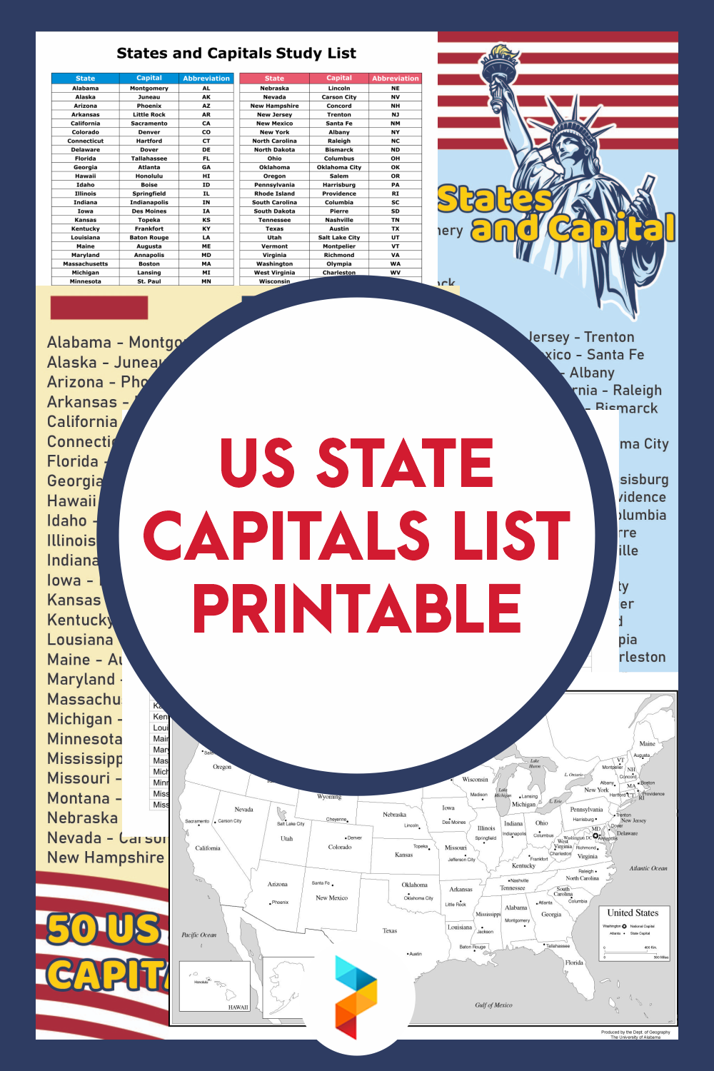 State Capitals Printable List State Capitals Printable List